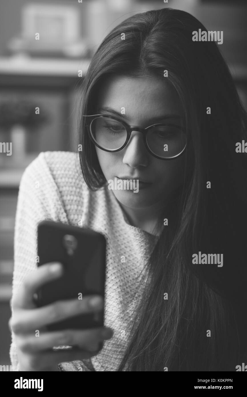 Technology texting Black and White Stock Photos & Images - Alamy