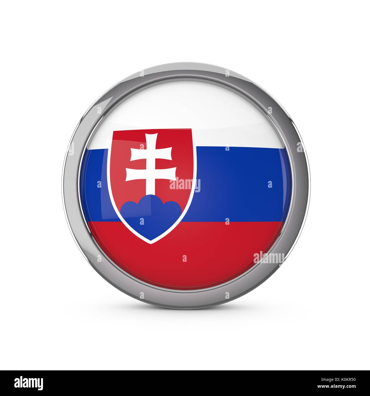 Slovakia national flag in a glossy circle shape with chrome frame. 3D ...