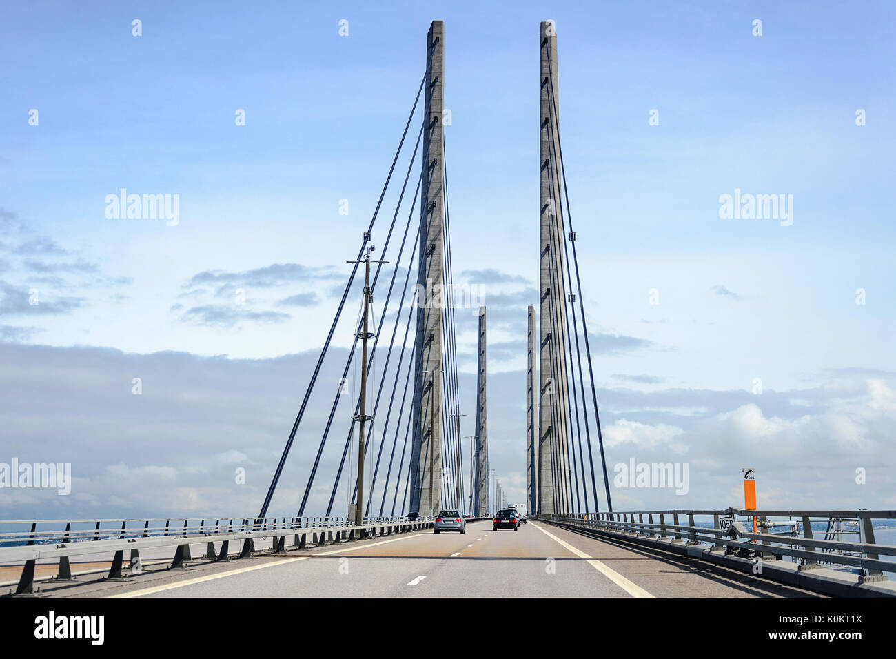 MALMO, SWEDEN - JULY 24, 2017:Traffic on the great Oresund bridge ...
