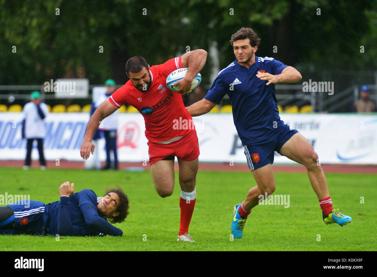 Moscow, Russia - June 28, 2014: Match between France (blue uniform) and ...