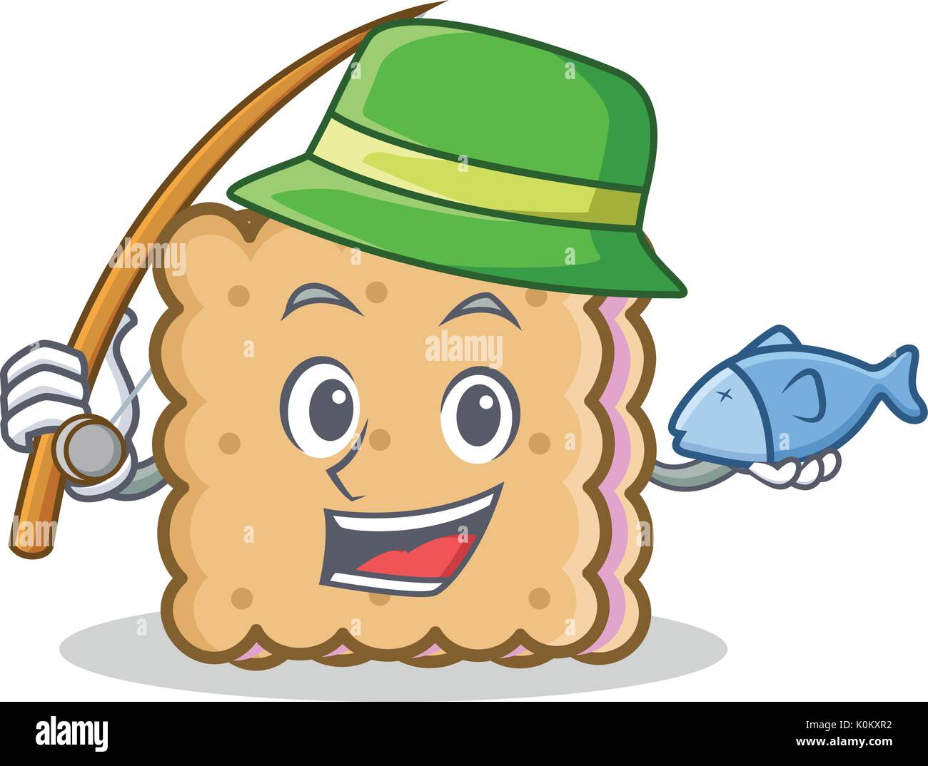 Fishing biscuit cartoon character style Stock Vector Image & Art - Alamy
