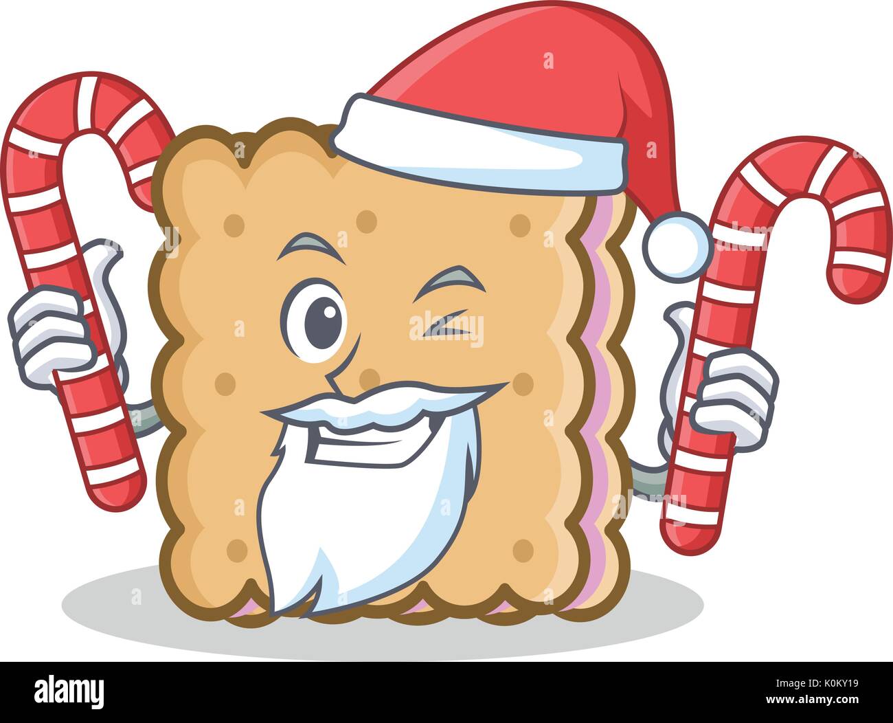 Santa with candy biscuit cartoon character style Stock Vector Image ...