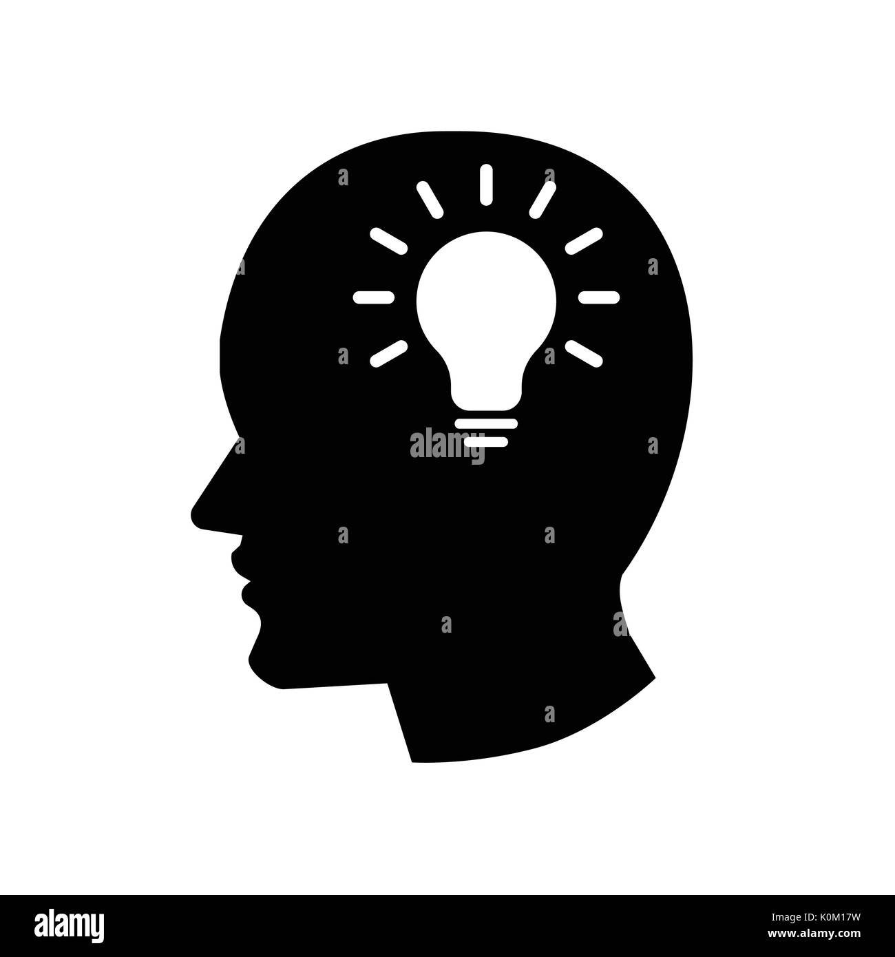 Pictograph of Head Idea icon, iconic symbol on white background ...