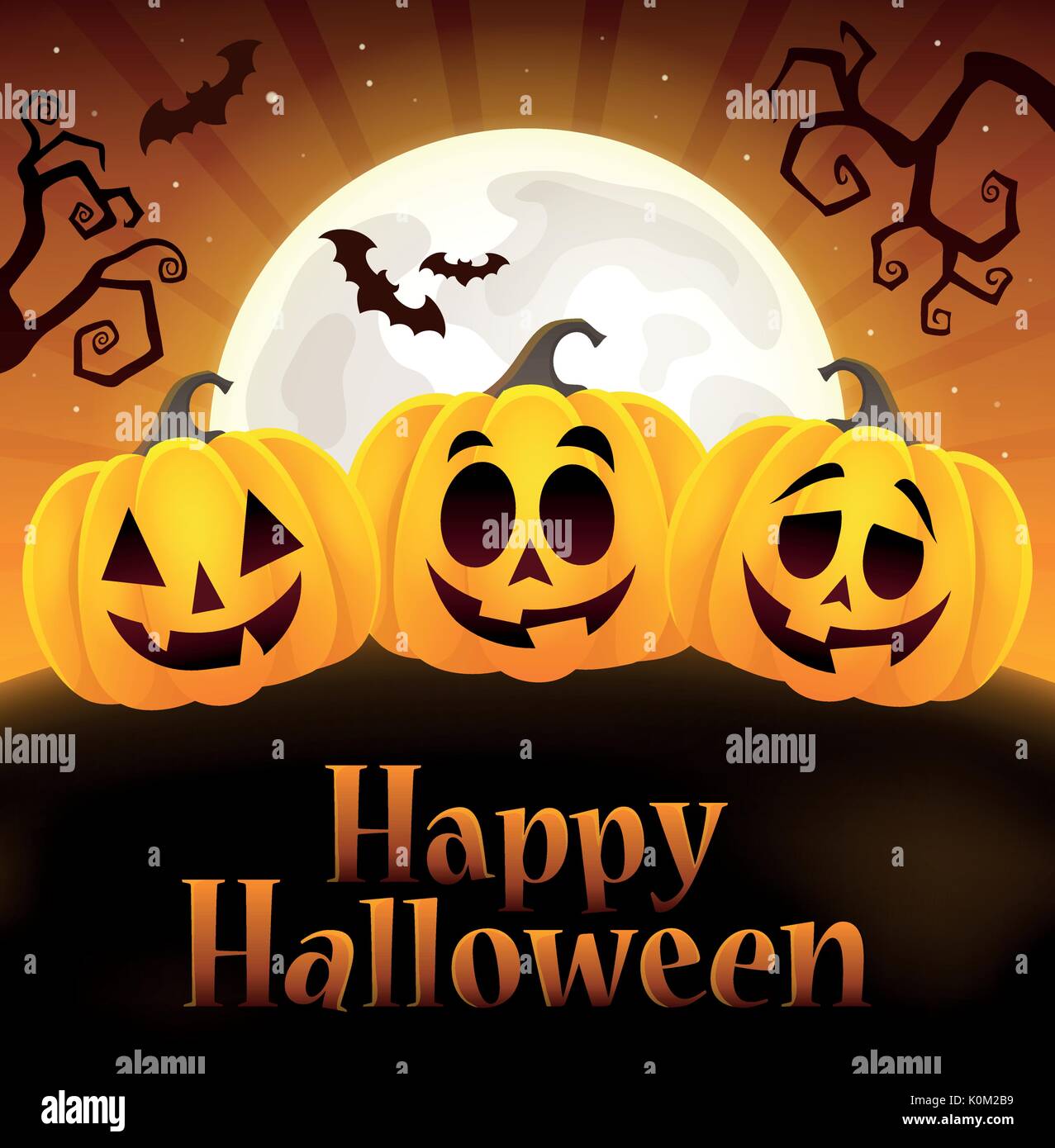 Happy Halloween sign with pumpkins 4 - eps10 vector illustration Stock ...