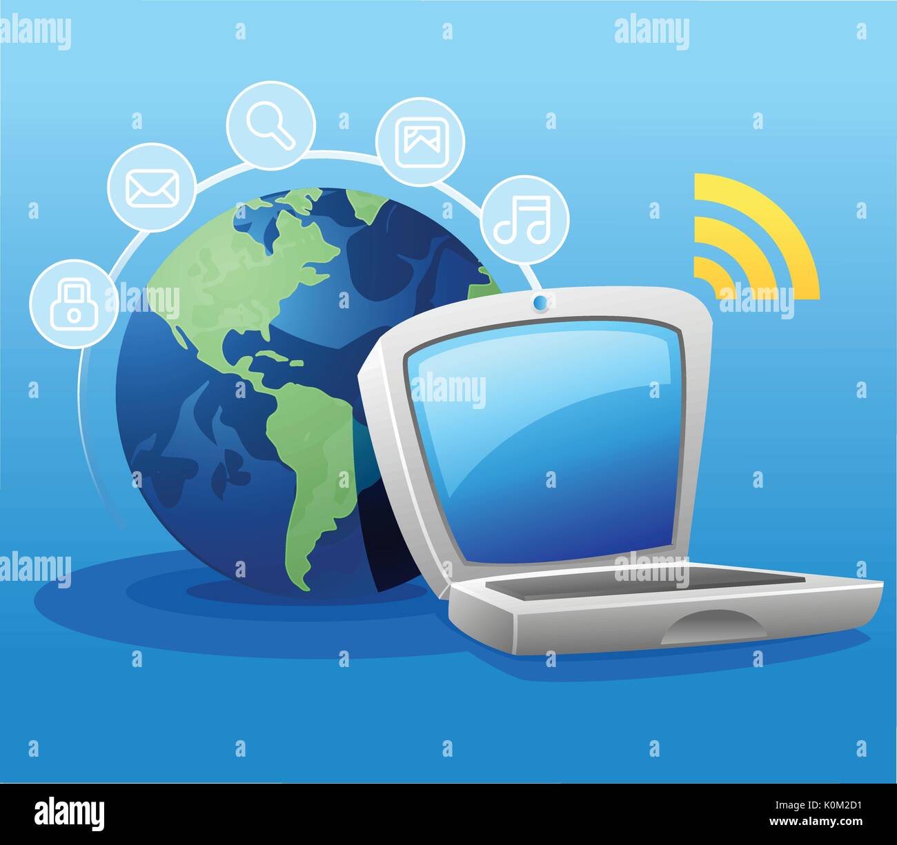 Laptop connected to online internet connection Stock Vector Image & Art ...