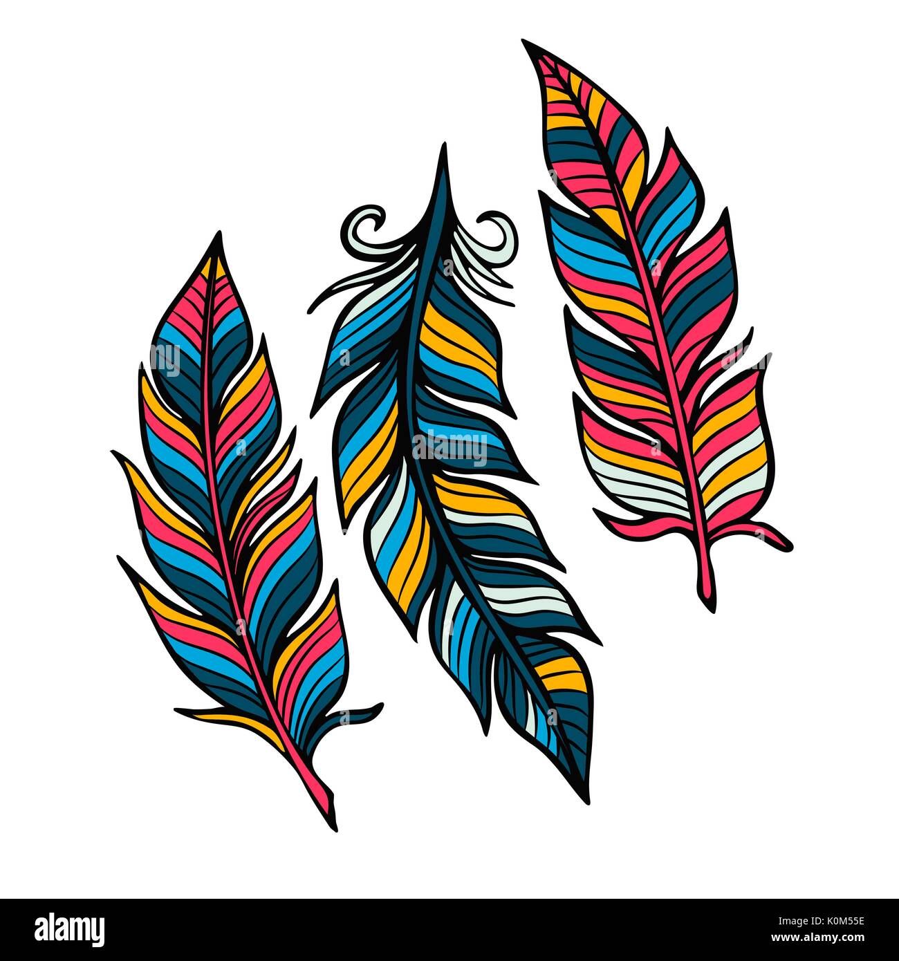 Feathers vector set in a flat style. Icons feathers isolated on a light ...