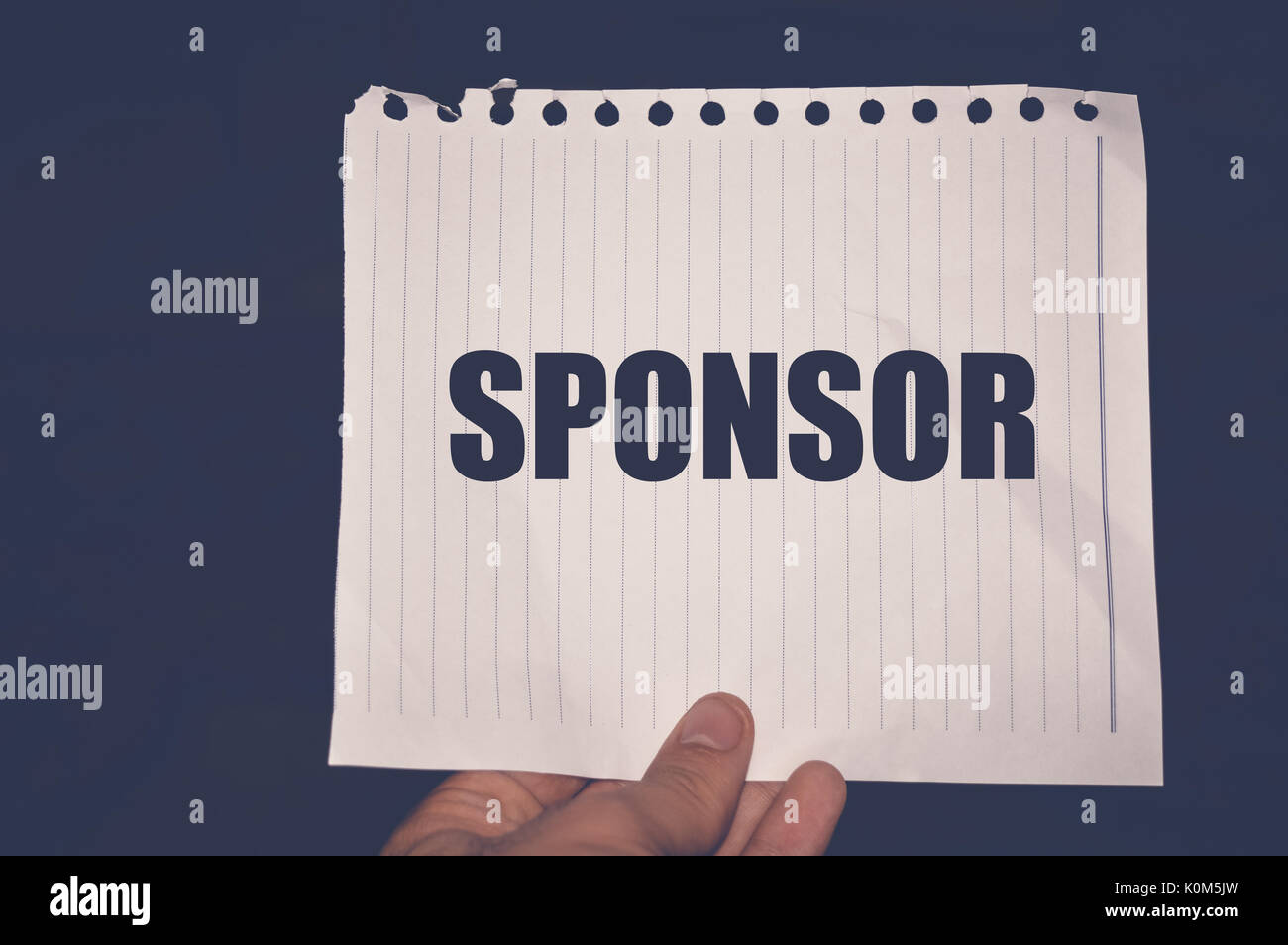 sponsor written on white paper, business concept background Stock Photo ...
