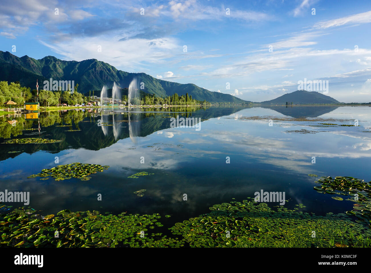 Landscape of Dal Lake in Srinagar, India. Srinagar is the summer ...