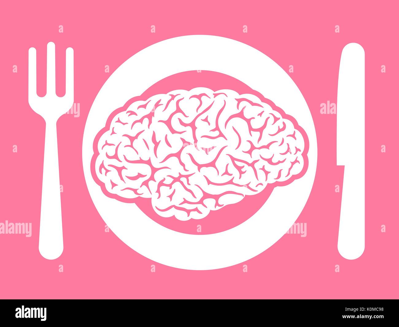 Brain on plate illustration Stock Vector Images - Alamy