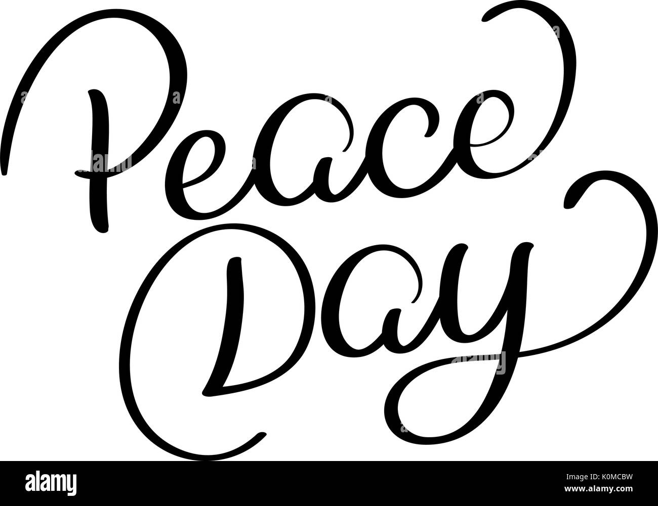 Peace Day text on white background. Hand drawn Calligraphy lettering ...