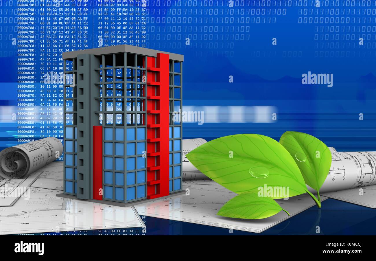 3d illustration of building construction over digital background Stock ...