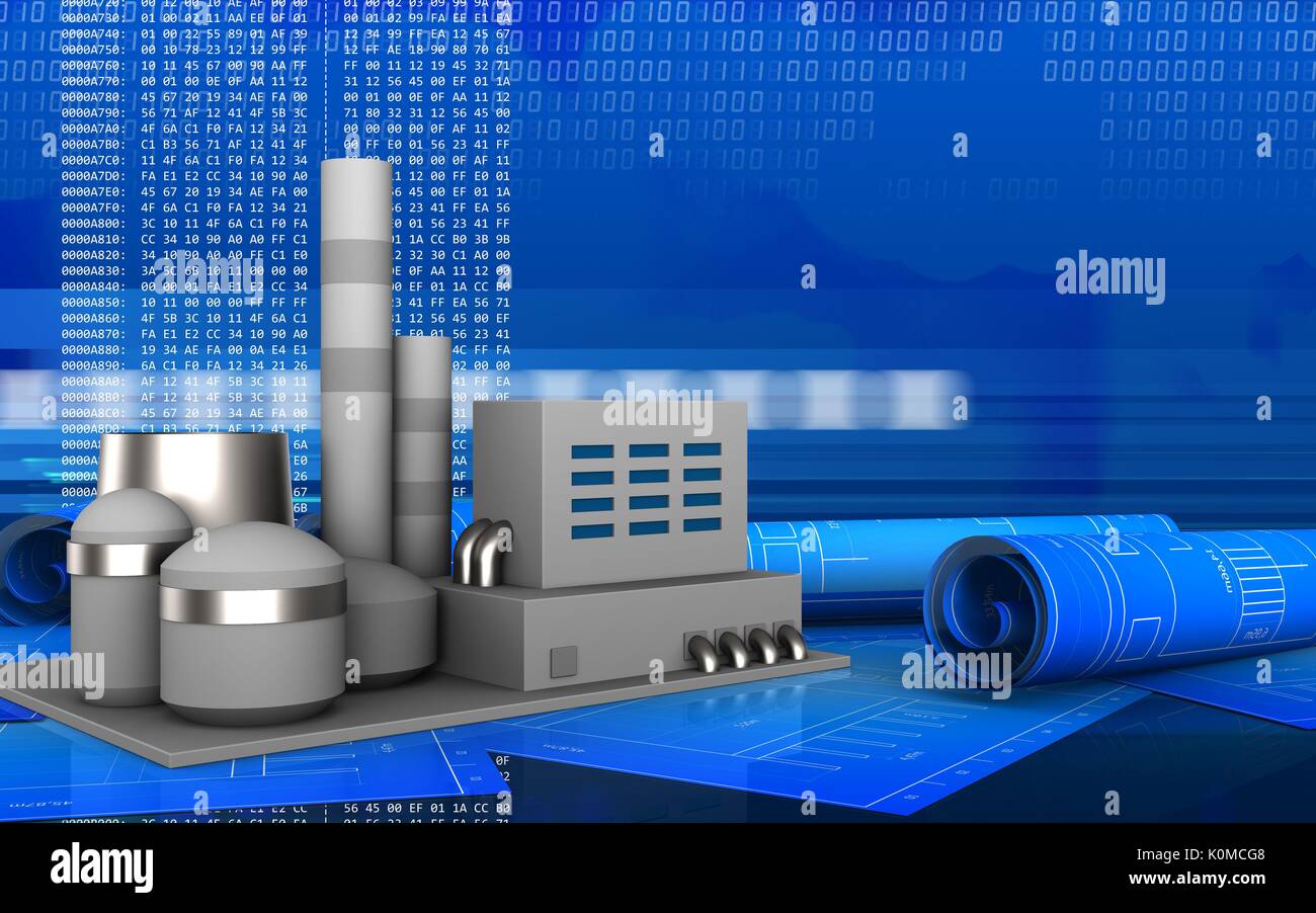3d illustration of factory over digital background Stock Photo - Alamy