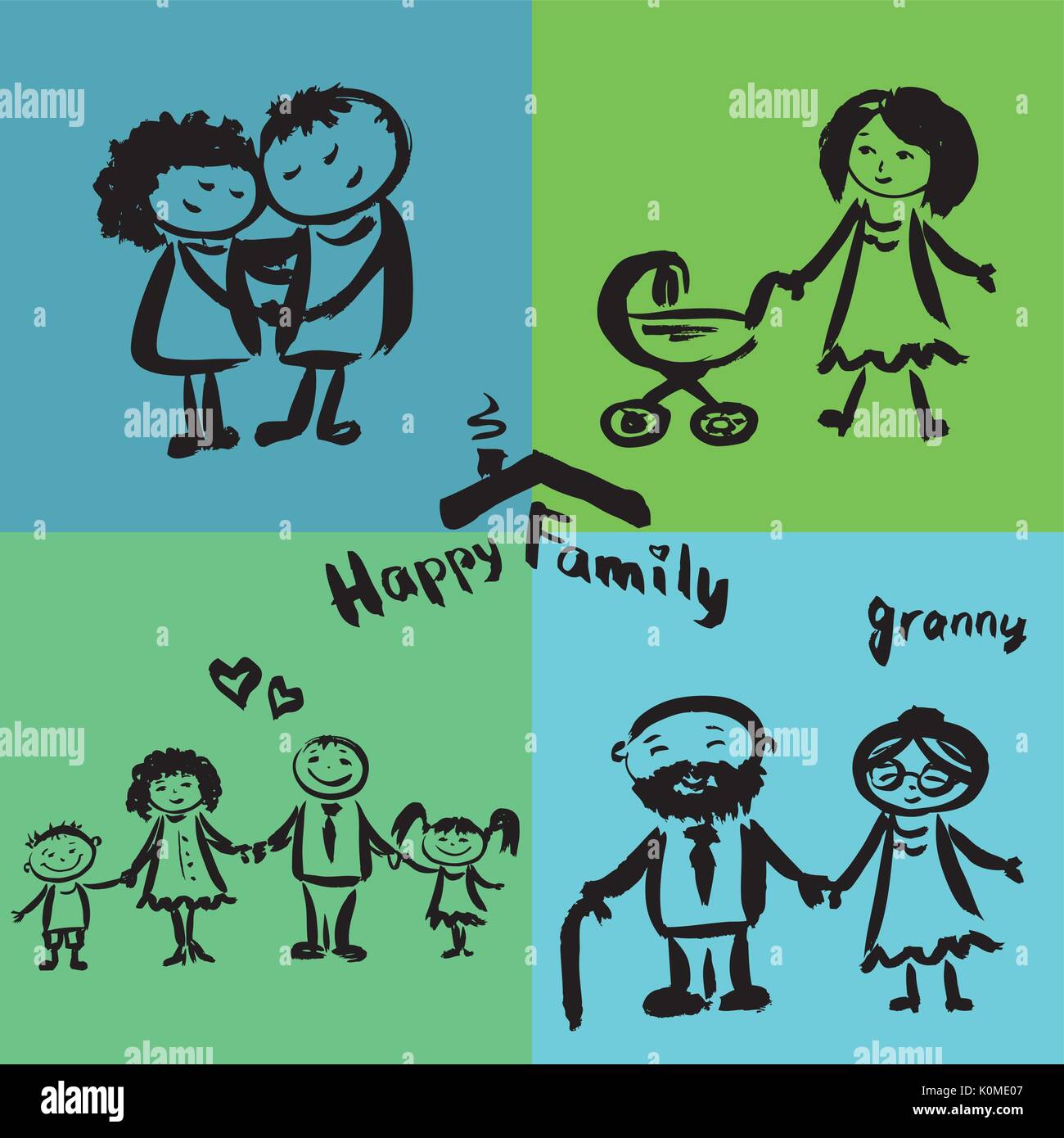 Cartoon happy jumping family Stock Vector Images - Alamy