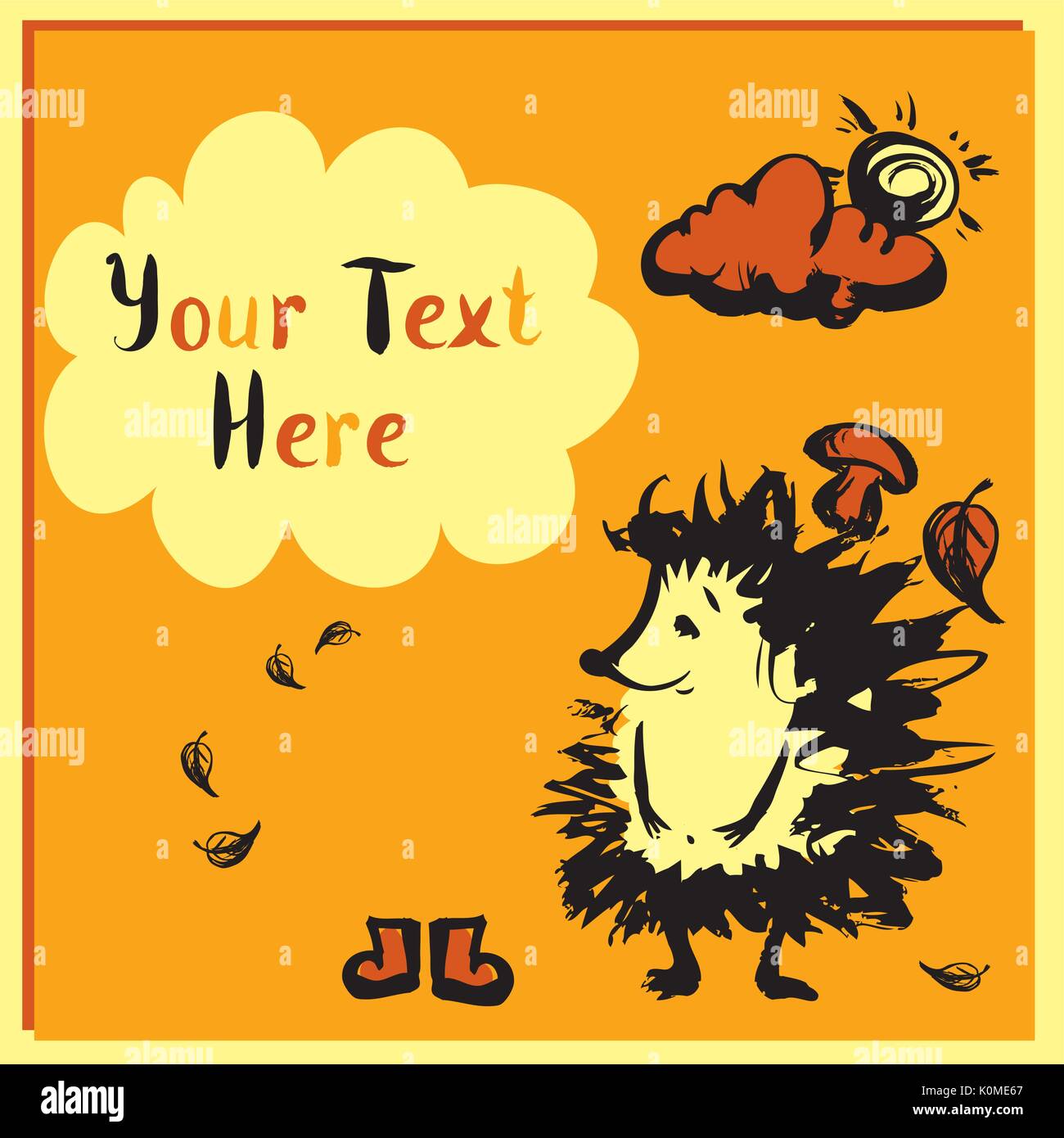 cute hedgehog,place for text, hand drawn, vector illustration Stock ...