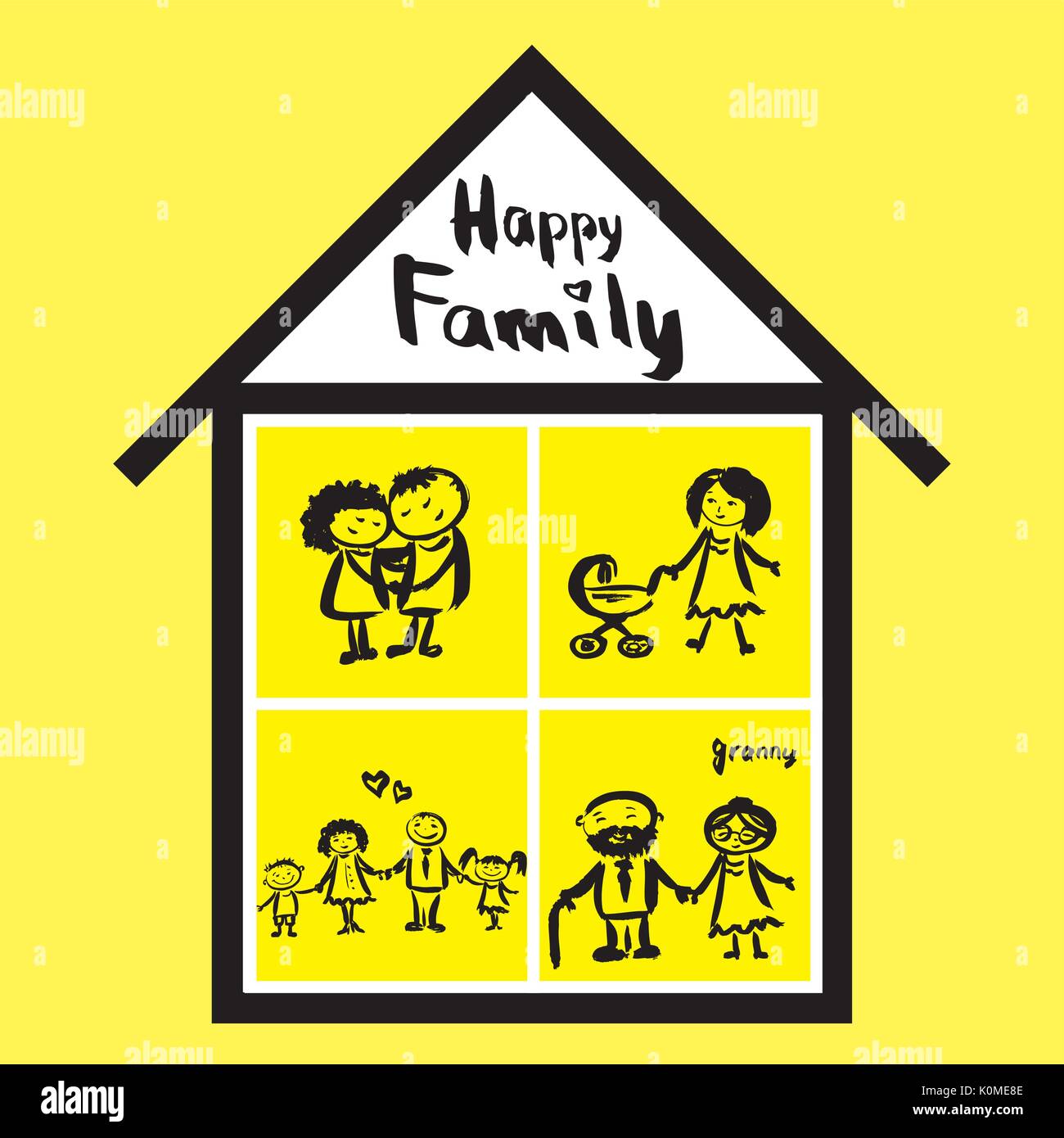 Happy family with home Stock Vector Images - Alamy