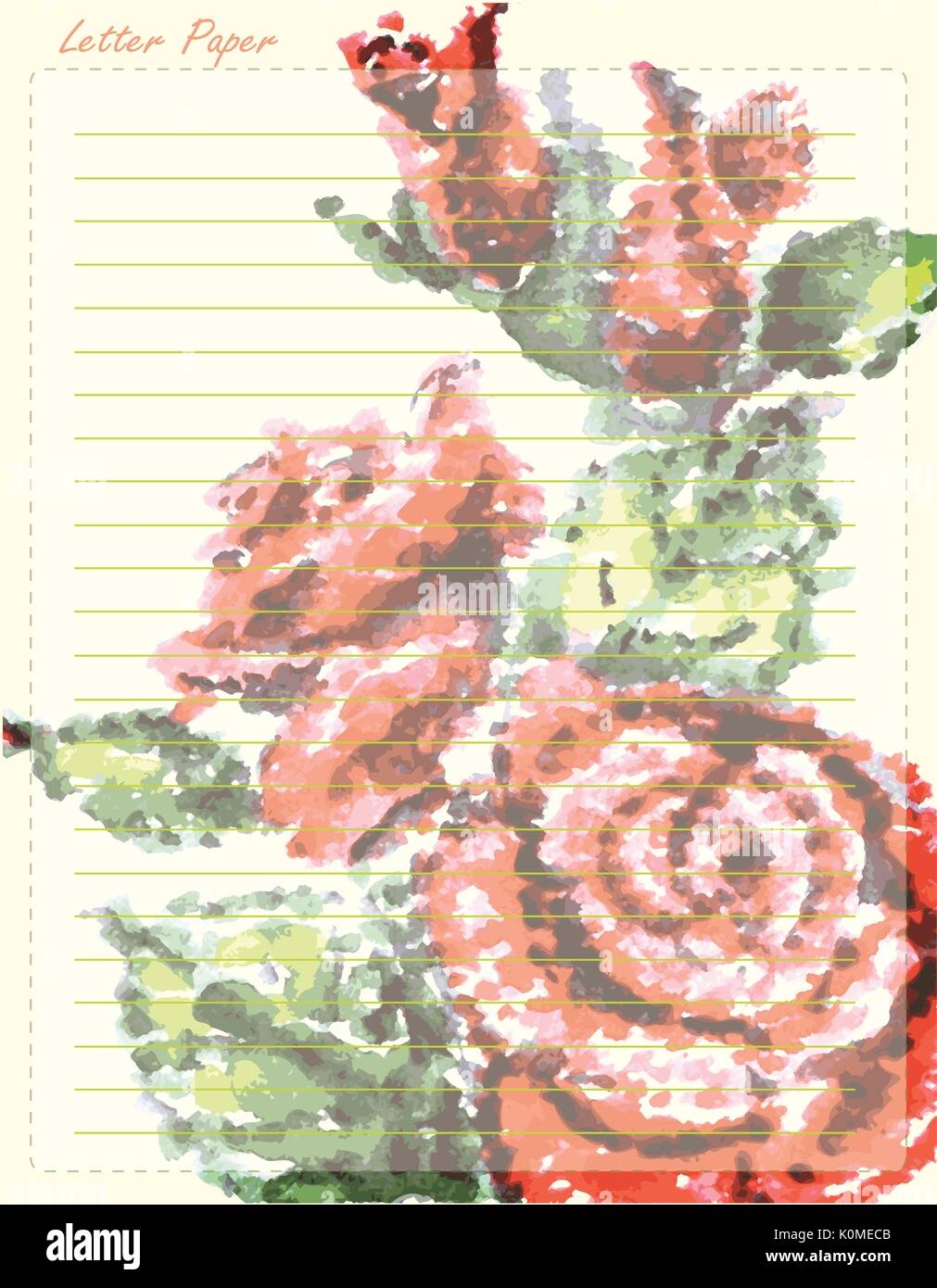 Paper page with hand drawn rose, vector illustration Stock Vector Image ...