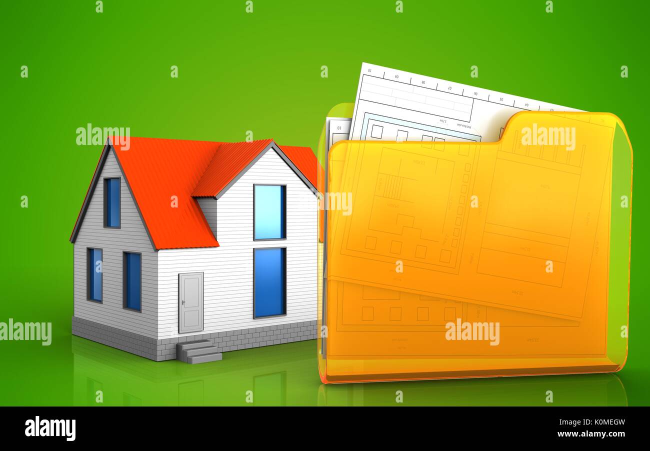 3d illustration of generic house over green background Stock Photo - Alamy