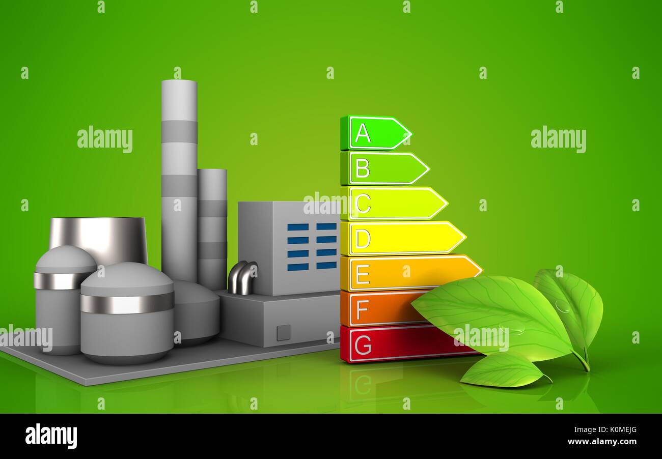 3d illustration of factory over green background Stock Photo - Alamy