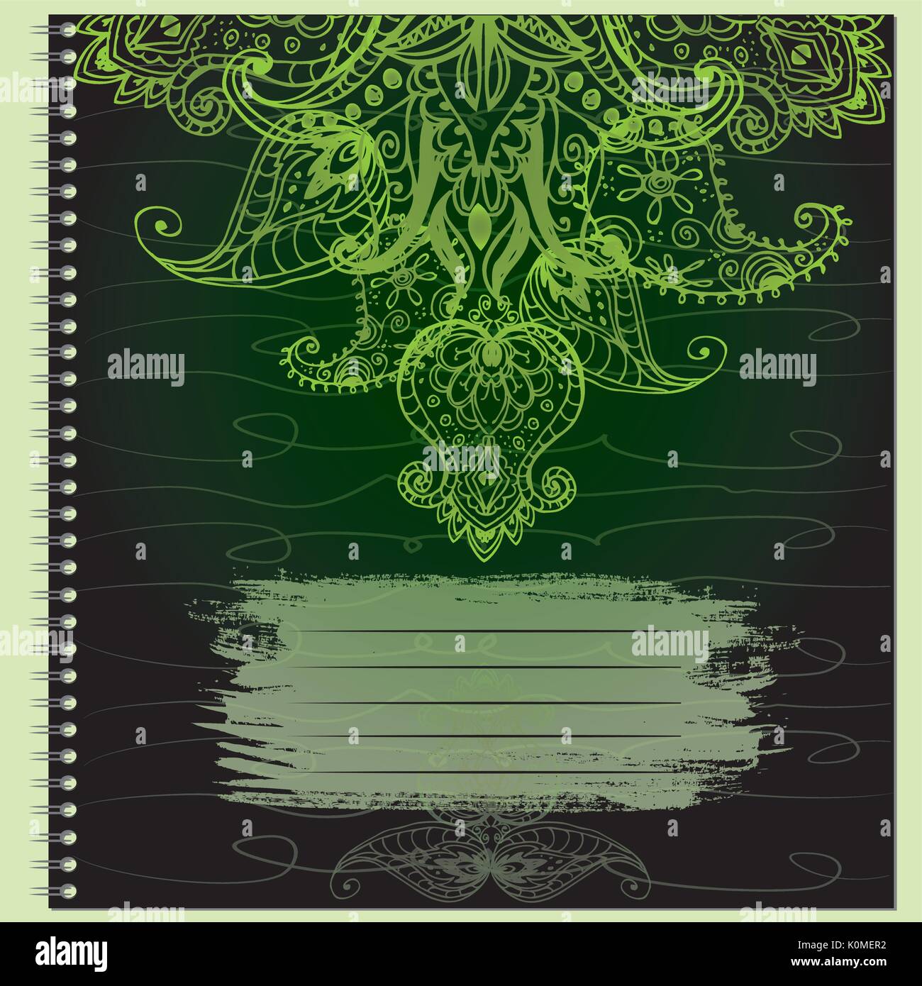 Cover for notebook with paisley ornament, hand drawing, vector ...