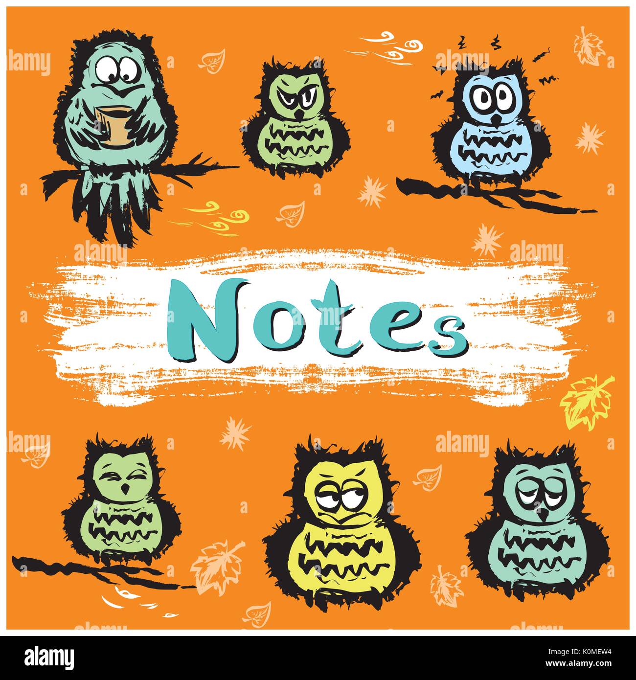 Notebook cover design various cute owls, vector Stock Vector Image ...