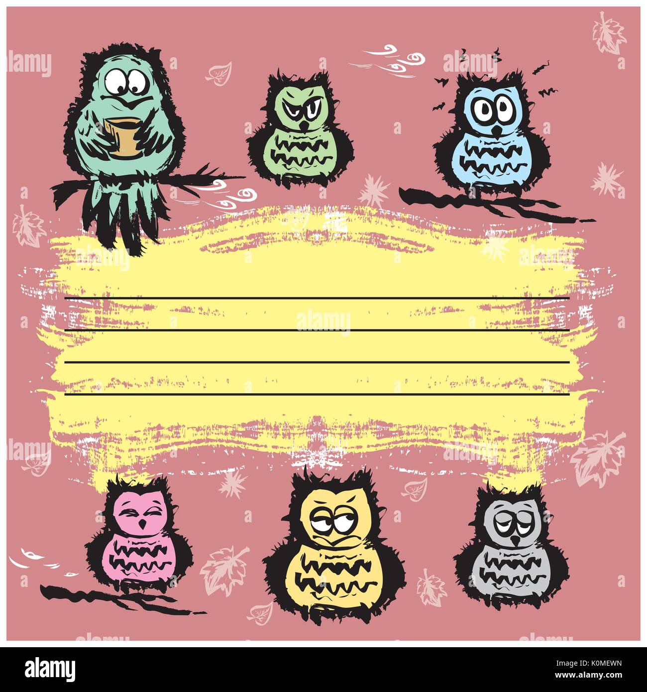 Notebook cover design various cute owls, vector Stock Vector Image ...