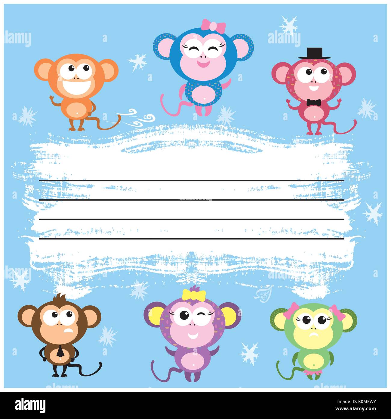 Notebook cover design with cute monkey, vector illustration Stock ...
