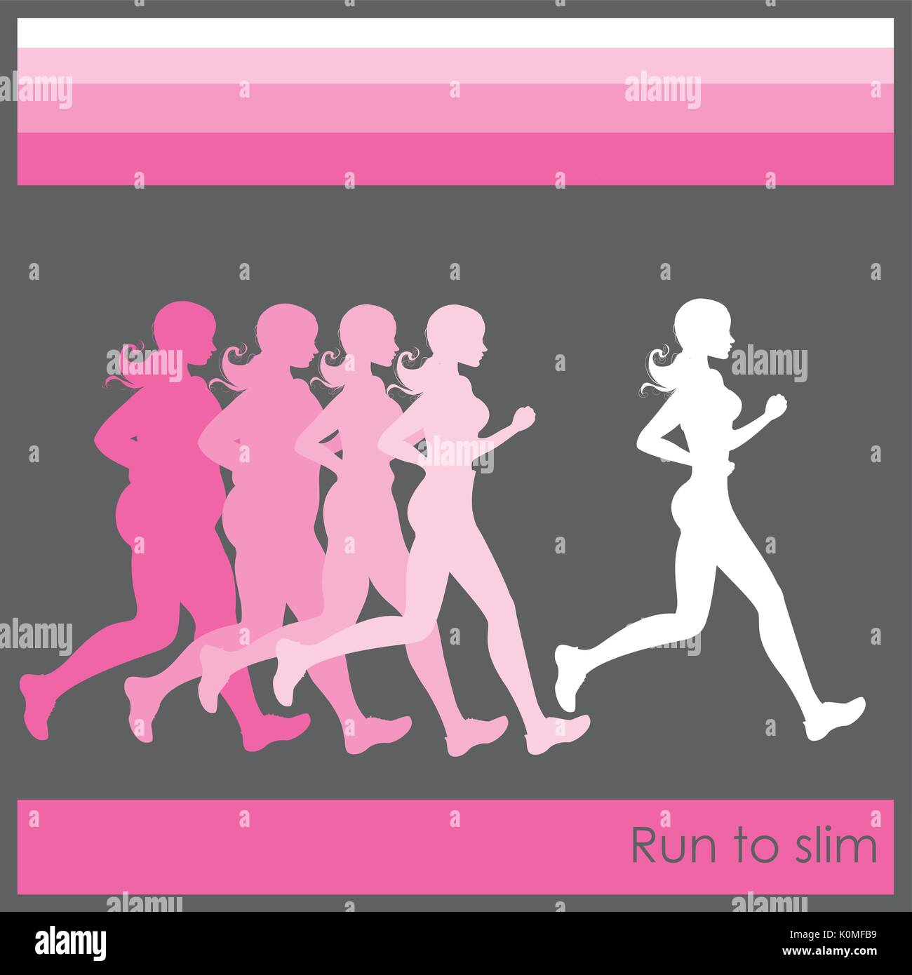 Vector illustration of Silhouette of a running girl, run to slim Stock ...