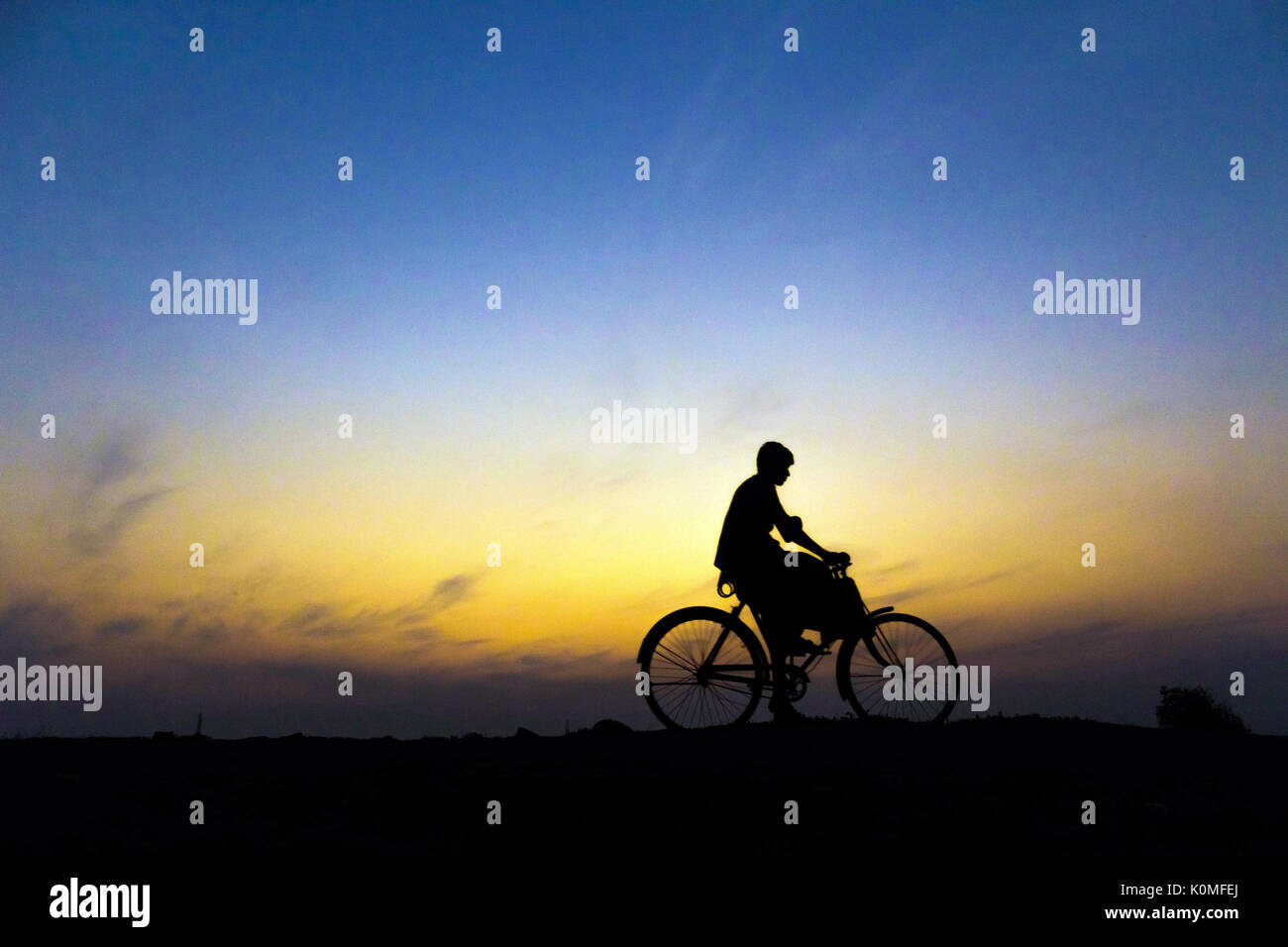 man riding cycle kharibari village, kolkata, west Bengal, India, Asia ...