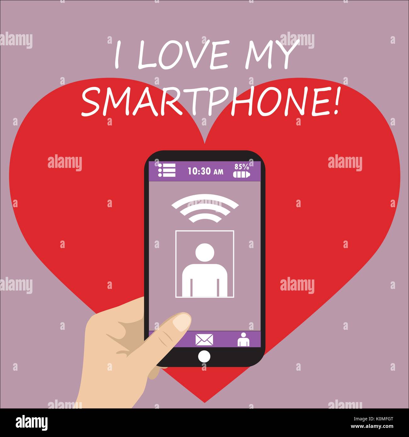 Creative I Love My Phone, smartphone in hand, vector Stock Vector Image ...