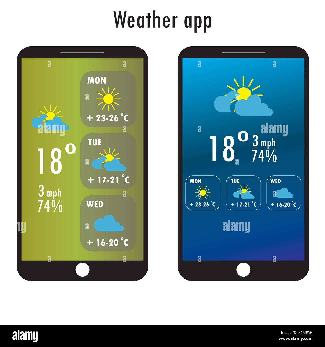 Screen weather app Stock Vector Images - Alamy