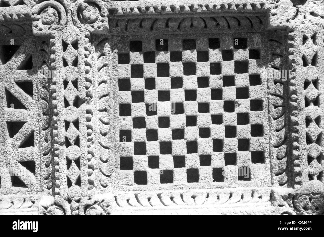 jali window, Rani ki vav, stepwell, patan, Gujarat, India, Asia Stock ...