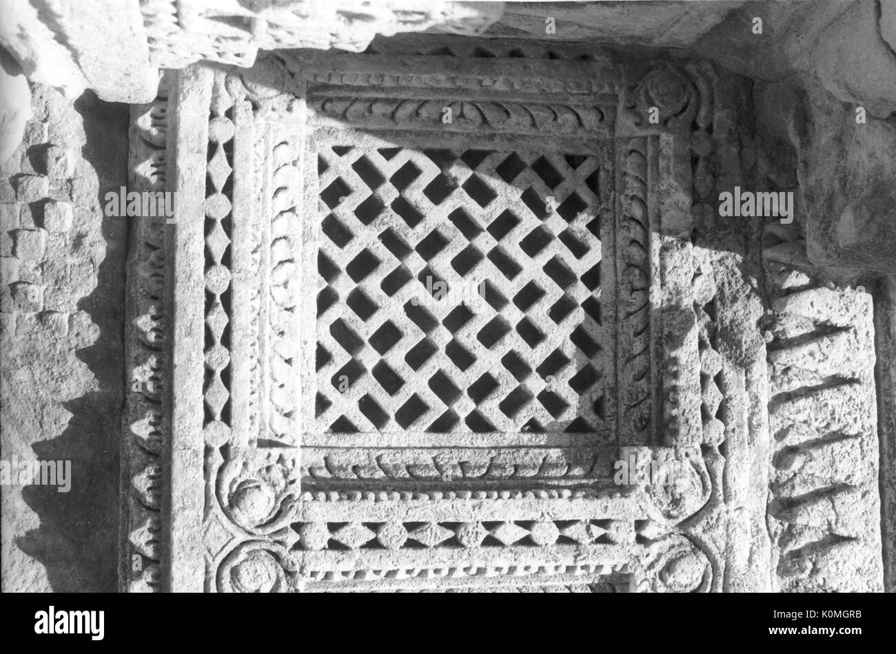 jali window, Rani ki vav, stepwell, patan, Gujarat, India, Asia Stock ...