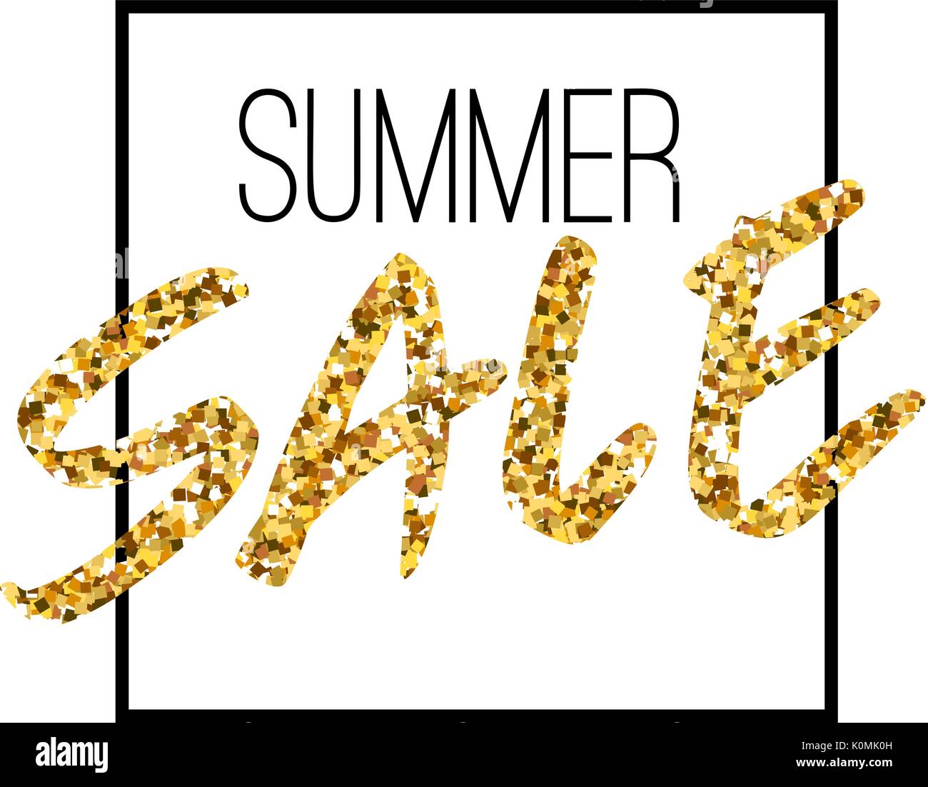 Gold sale background in frame. Yellow confetti foil flyer, poster ...