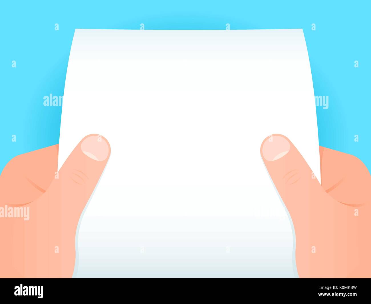 Two hands holding a blank sheet of paper illustration Stock Vector ...