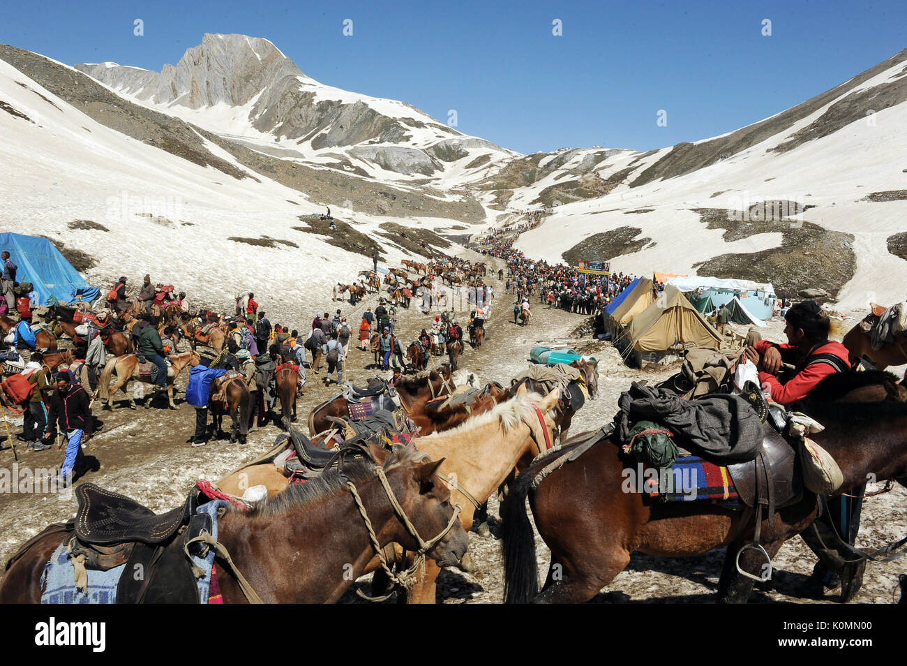 pilgrim, mahagunas pass, amarnath yatra, Jammu Kashmir, India, Asia ...
