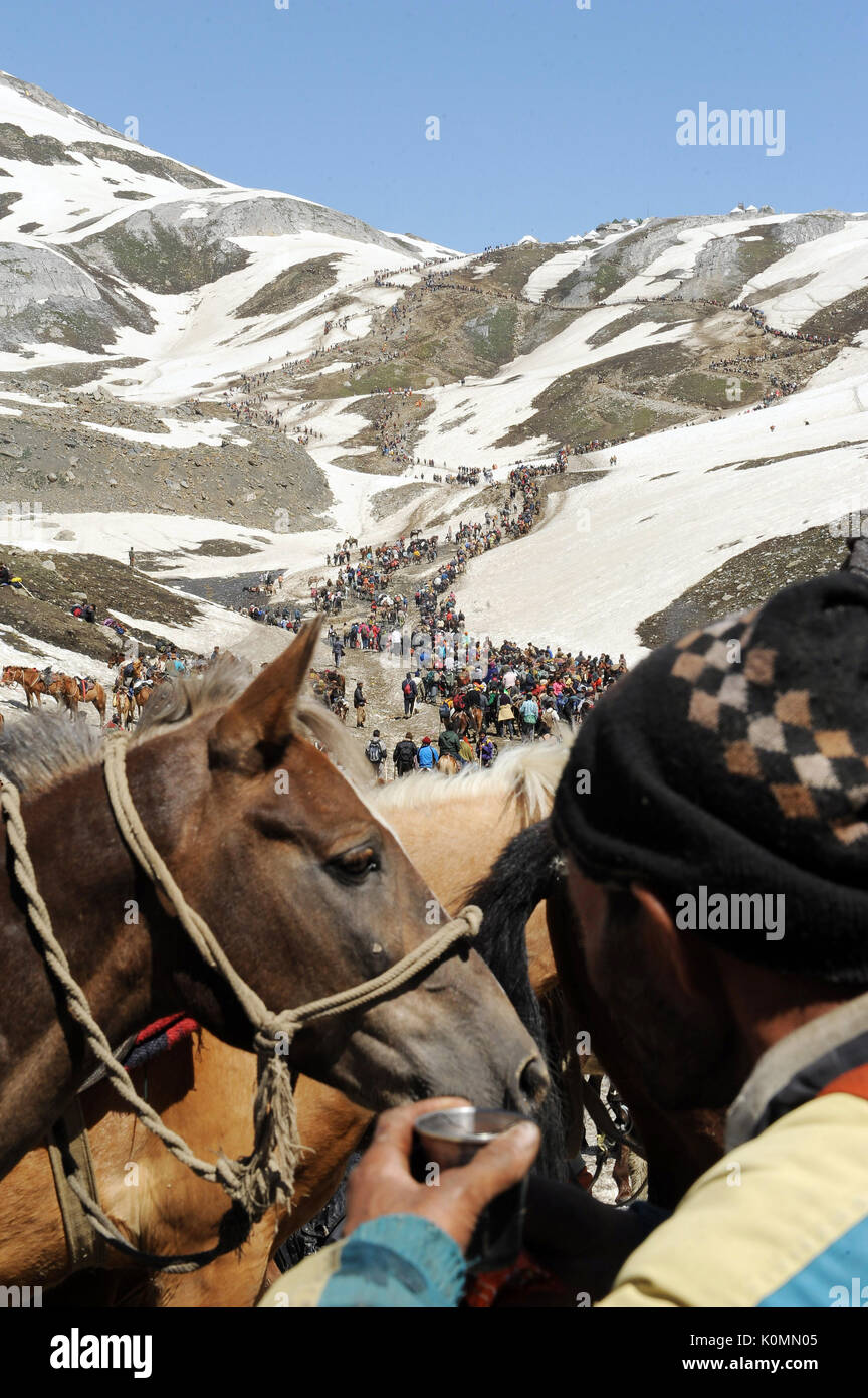 pilgrim, mahagunas pass, amarnath yatra, Jammu Kashmir, India, Asia ...