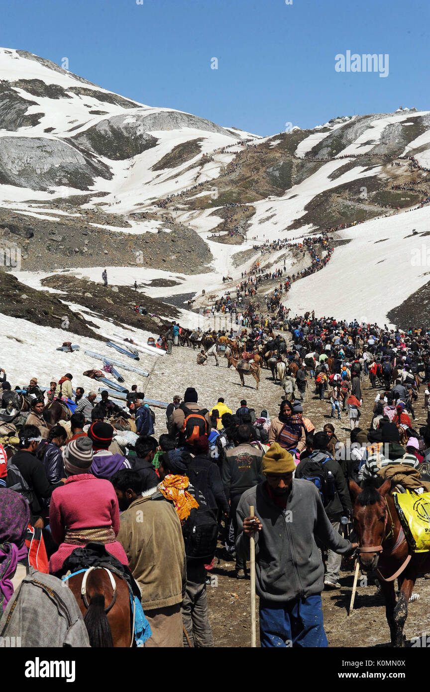 pilgrim, mahagunas pass, amarnath yatra, Jammu Kashmir, India, Asia ...