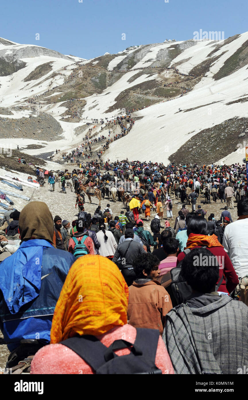 pilgrim, mahagunas pass, amarnath yatra, Jammu Kashmir, India, Asia ...