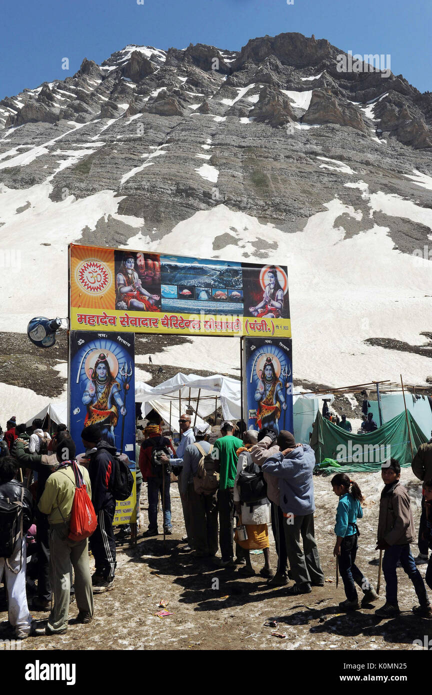 pilgrim, mahagunas pass, amarnath yatra, Jammu Kashmir, India, Asia ...