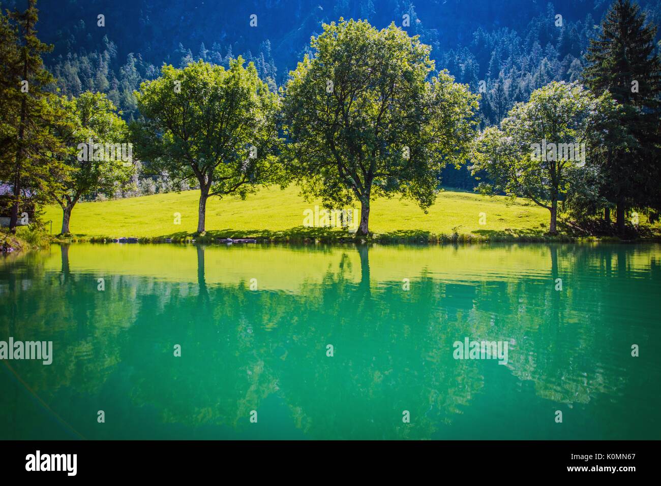 Scenic Turquoise Lake Place in Austrian Tyrol Region Stock Photo - Alamy