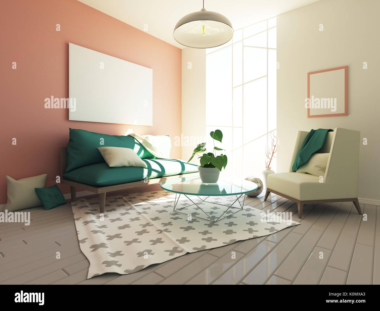 Modern hipster interior 3d Stock Photo - Alamy