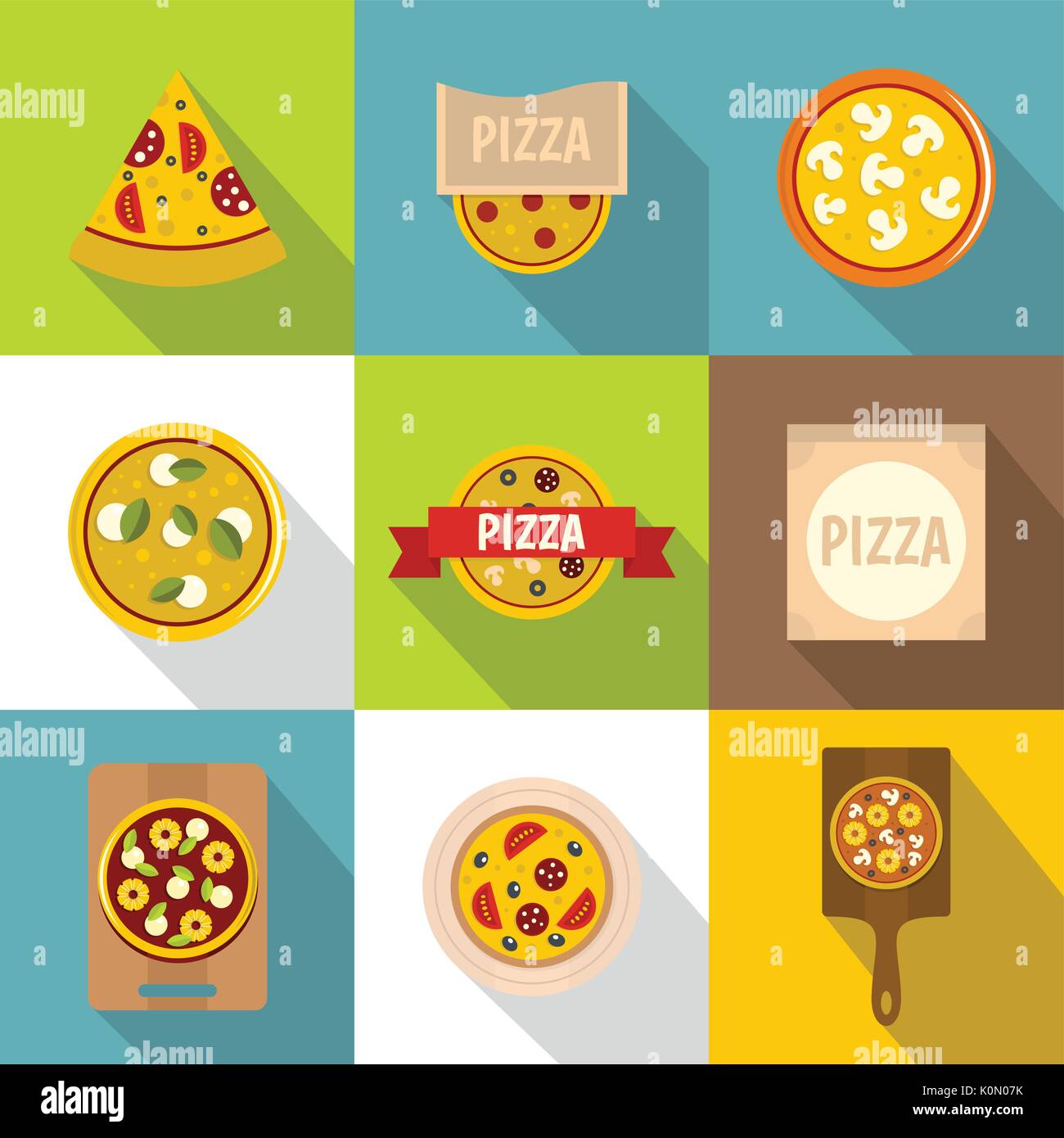 Cooking a pizza icons set, flat style Stock Vector Image & Art - Alamy