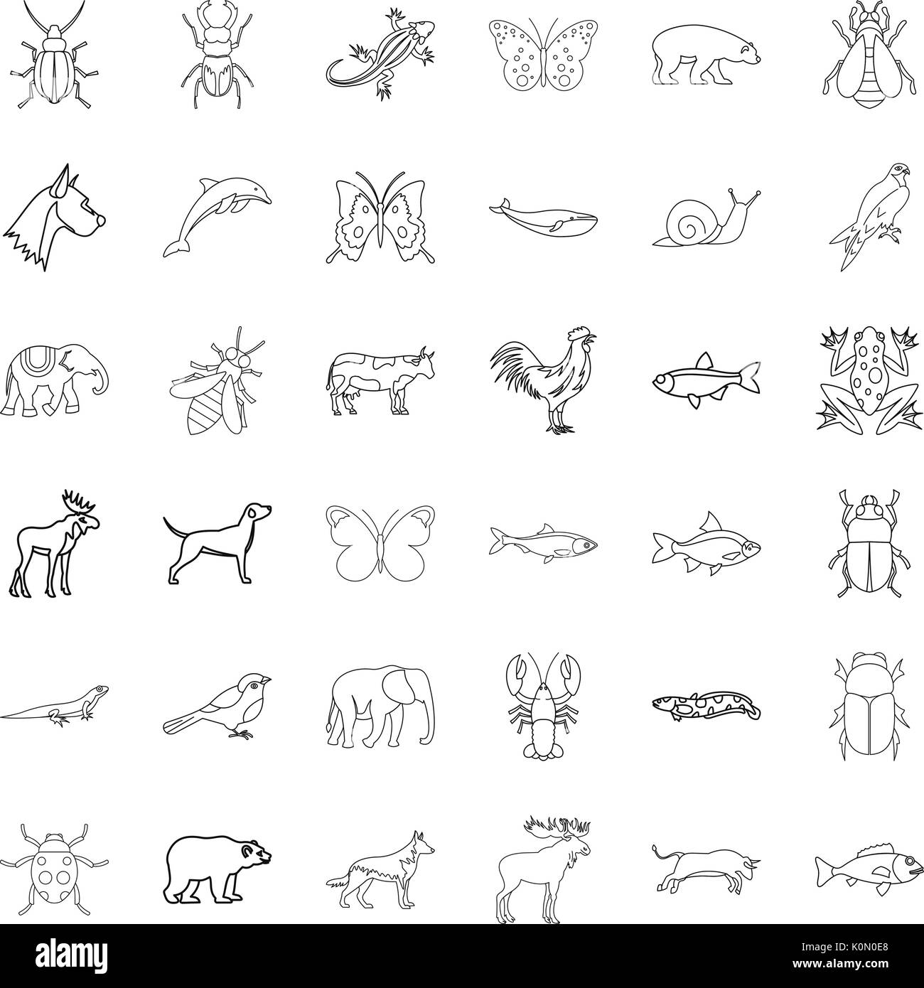 Wild life icons set, outline style Stock Vector Image & Art - Alamy