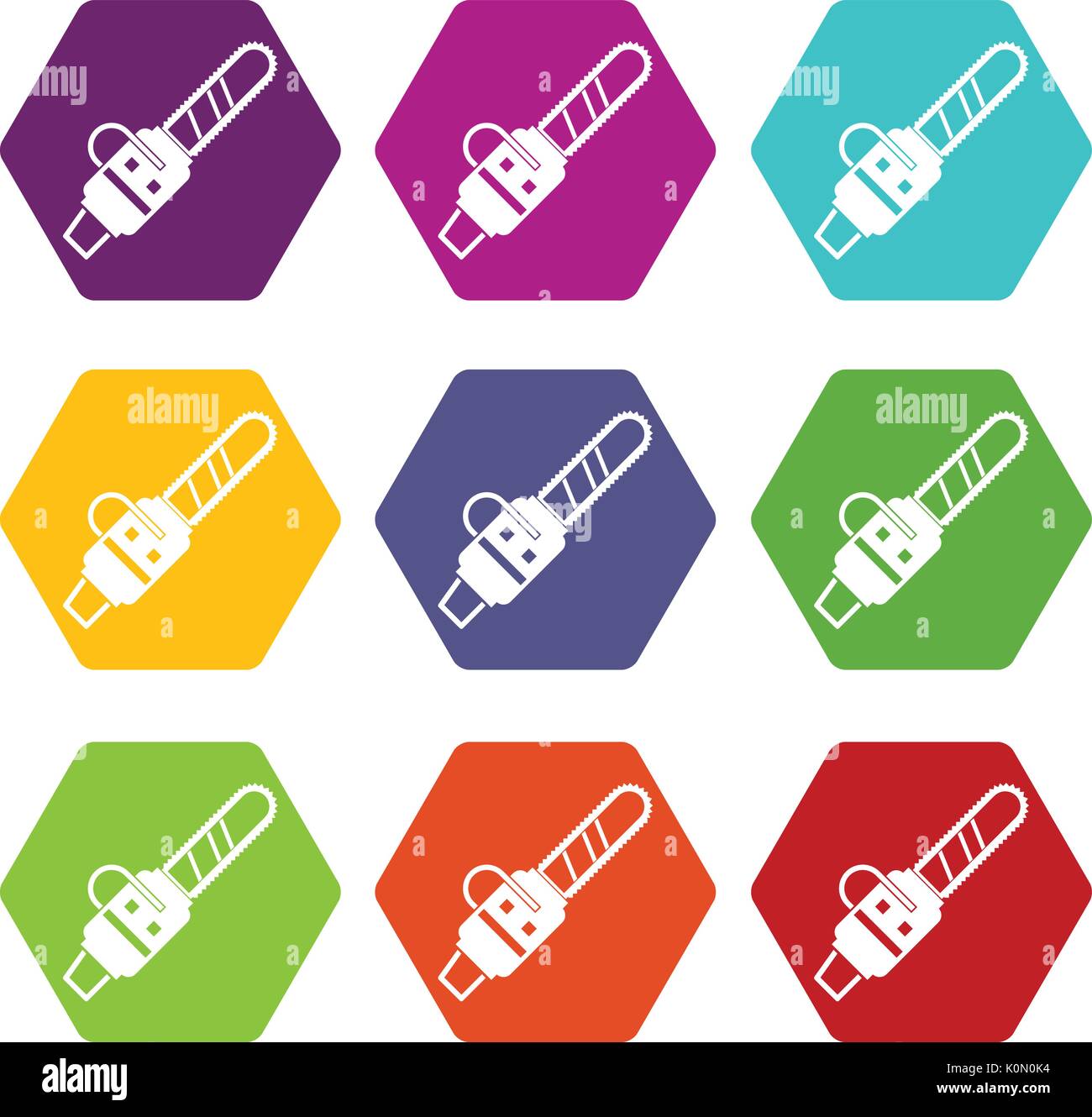 Gasoline powered chainsaw icon set color hexahedron Stock Vector Image & Art - Alamy