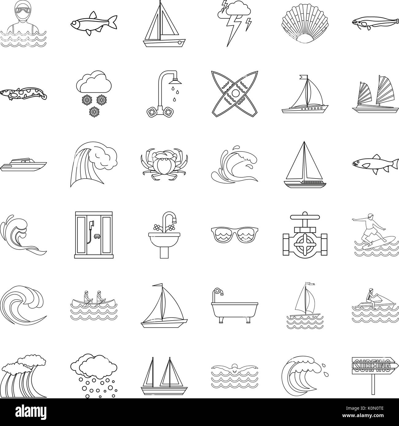 Sea icons set, outline style Stock Vector Image & Art - Alamy