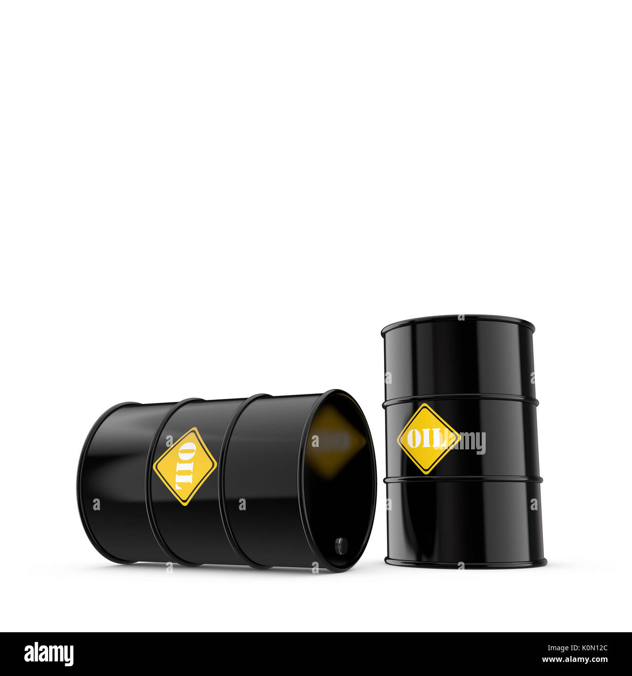 Metal oil barrel containers. 3D Rendering Stock Photo - Alamy