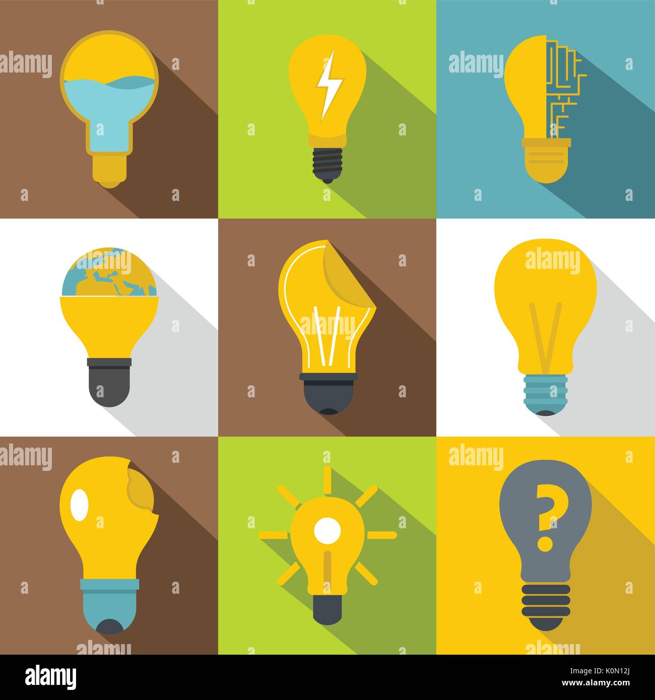 Idea ligh bulb icons set, flat style Stock Vector Image & Art - Alamy Idea ligh bulb icons set, flat style Stock Vector Image & Art - Alamy