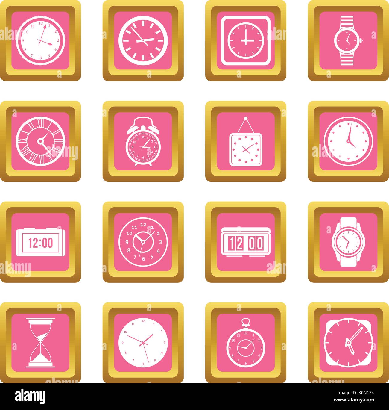 Time and Clock icons pink Stock Vector Image & Art - Alamy
