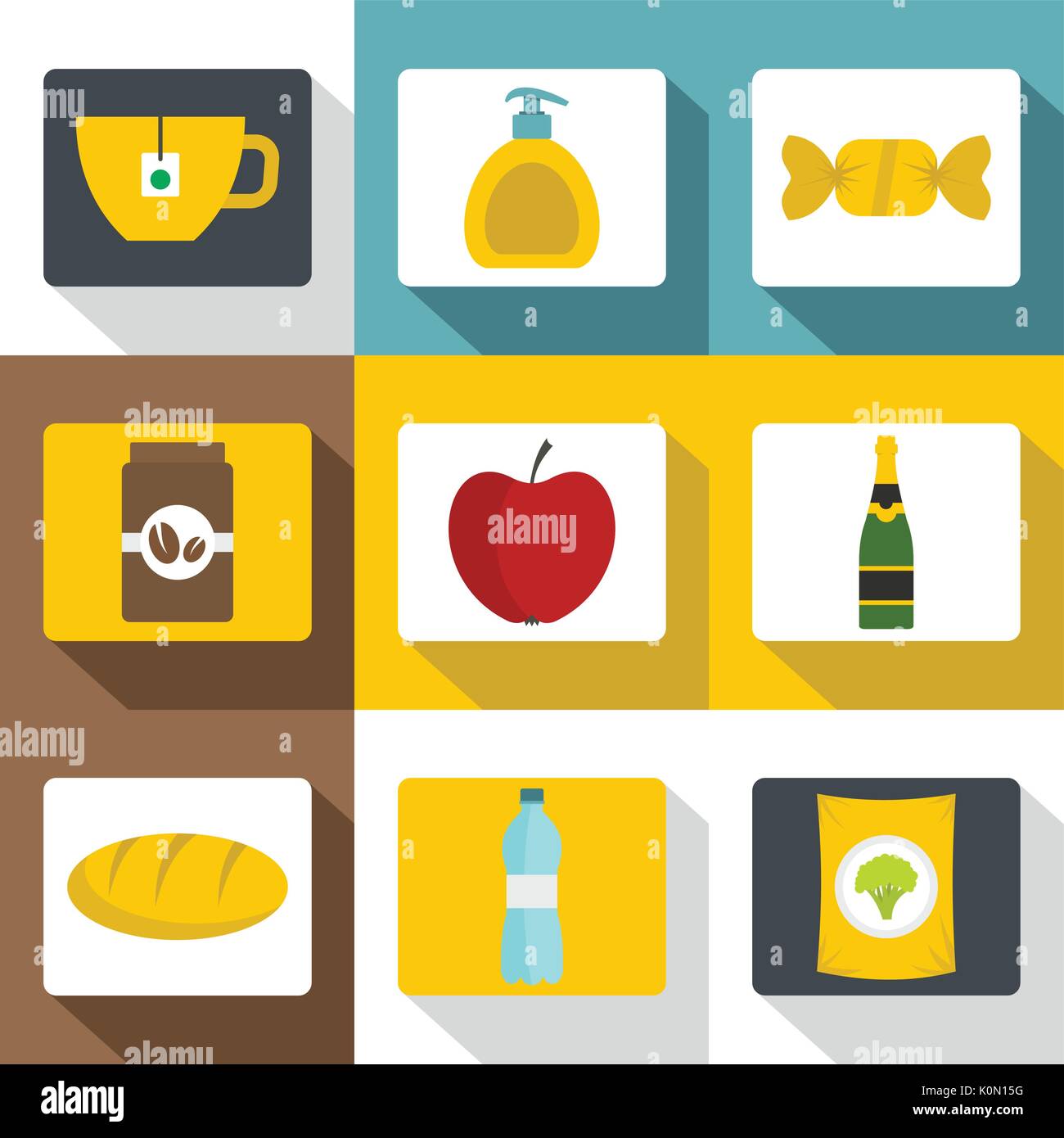 Grocery shop icons set, flat style Stock Vector Image & Art - Alamy