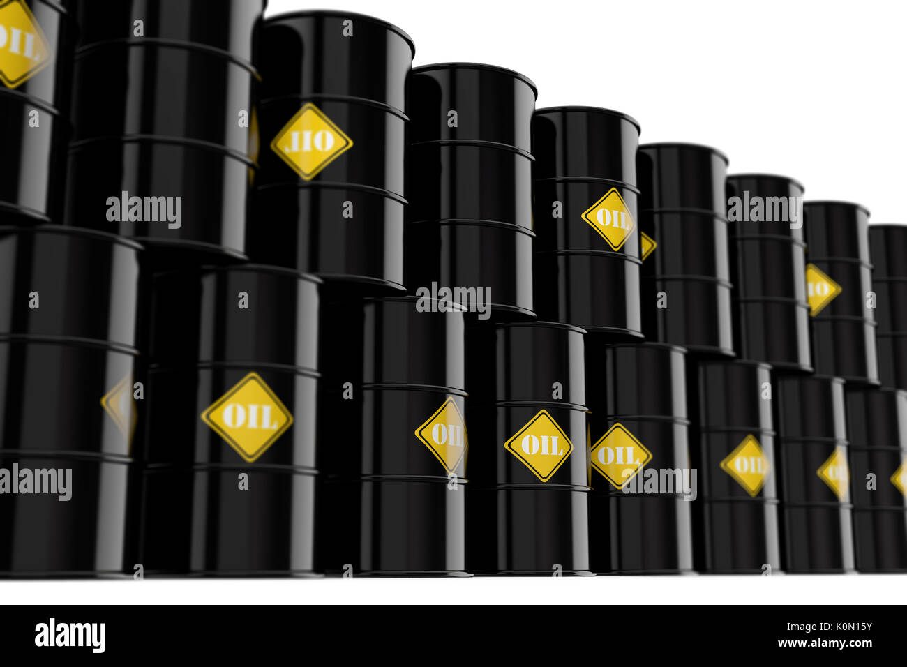 Metal oil barrel containers. 3D Rendering Stock Photo - Alamy